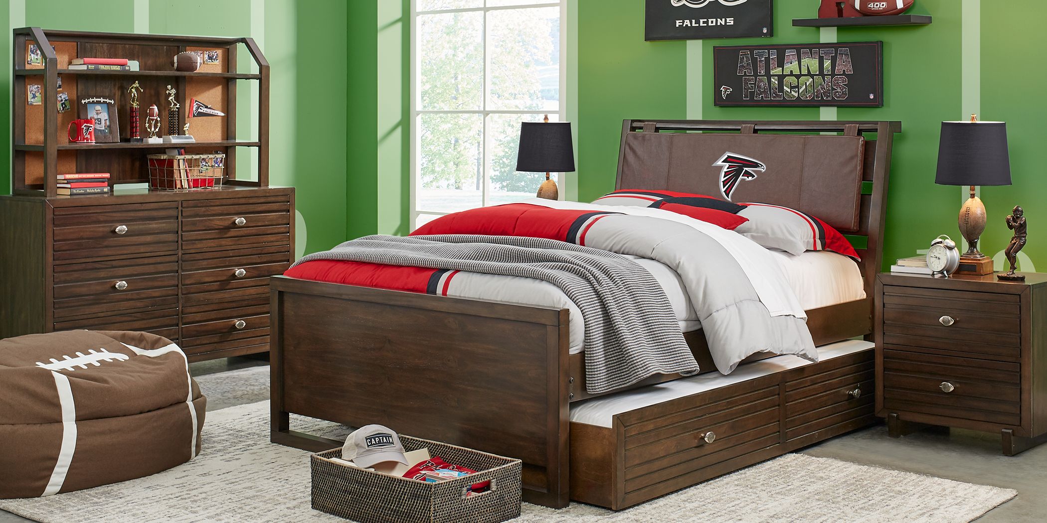 NFL 1st & Goal Atlanta Falcons Brown 5 Pc Twin Panel Bedroom - Rooms To Go
