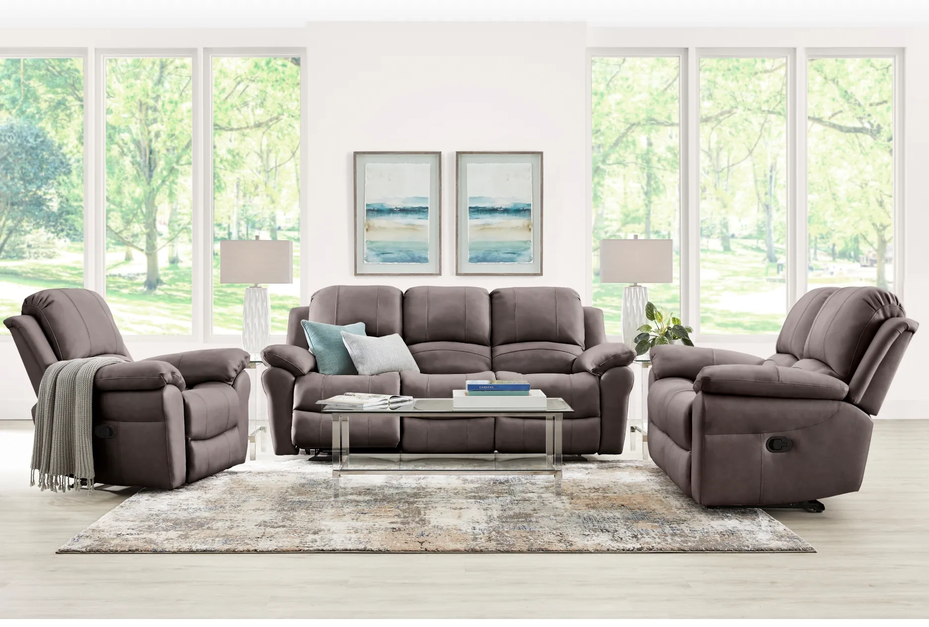 Vercelli Way Stone Beige Leather Rocker Recliner | Rooms to Go