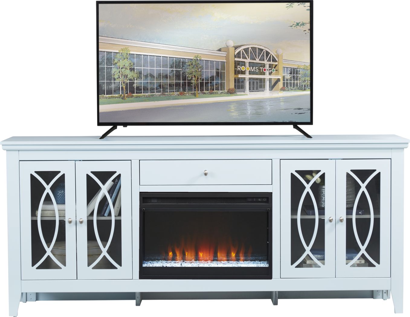 Abbie Sky 80 in. Console with Electric Fireplace - Rooms To Go