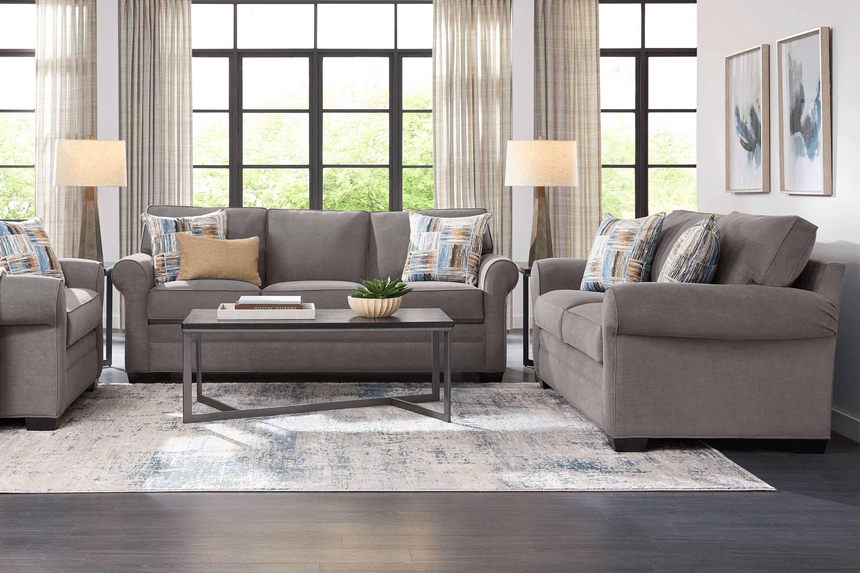Cindy Crawford Bellingham Gray Textured Sleeper Loveseat | Rooms to Go