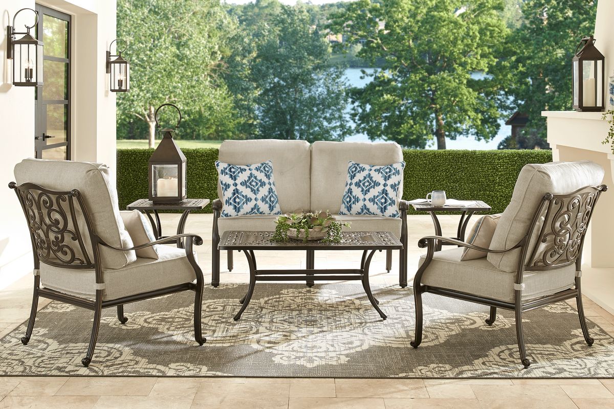 Cindy Crawford Lake Como Bronze Metal Malt Aluminum Outdoor Loveseat ...