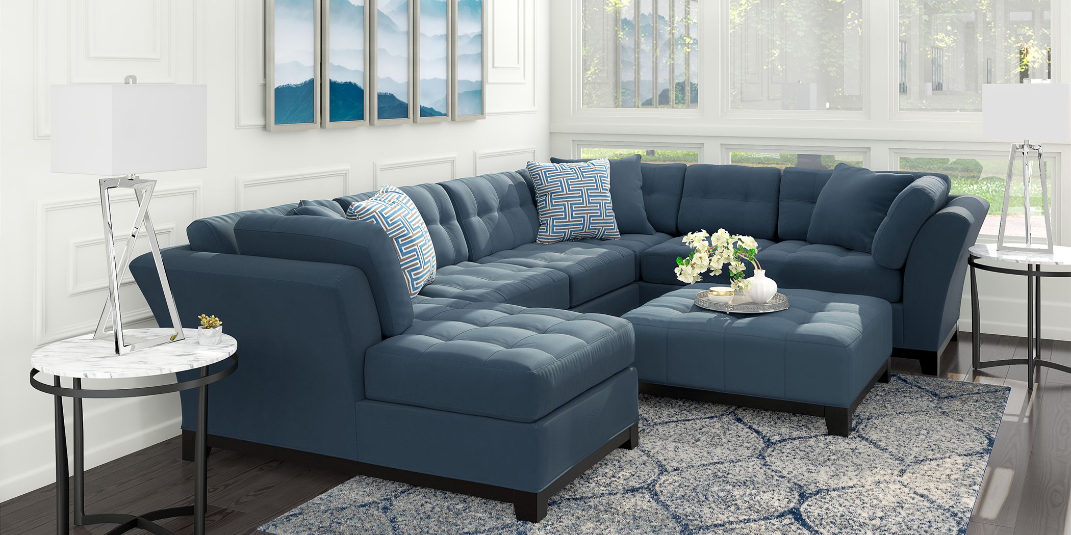 Cindy Crawford Home Metropolis Indigo 3 Pc Sectional - Rooms To Go
