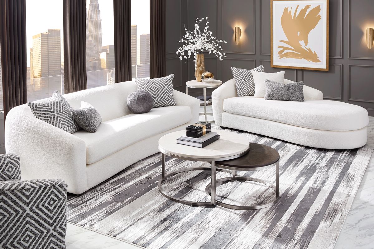 Cindy Crawford The Swerve Gray Boucle Swivel Chair - Rooms To Go