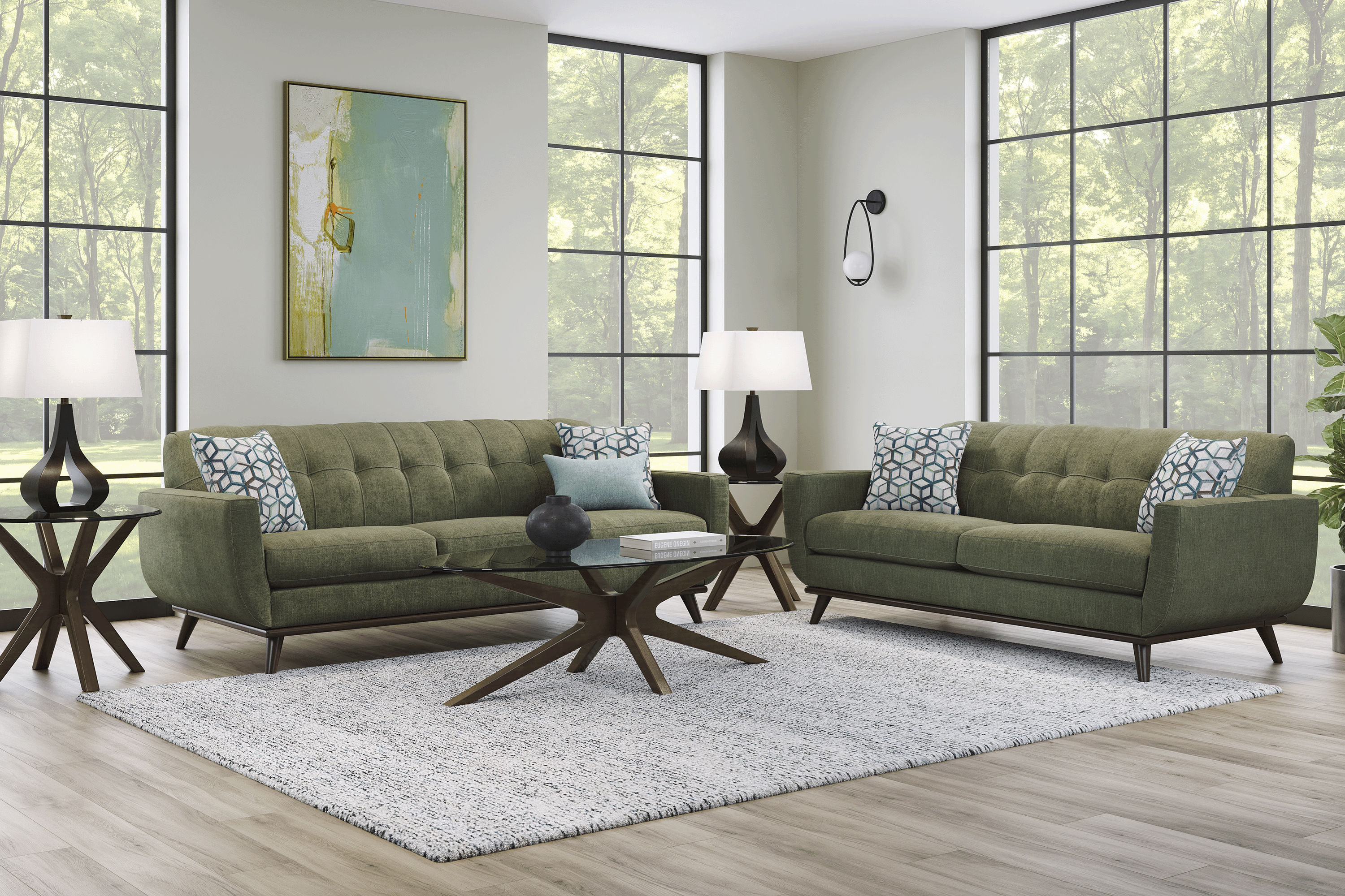 East Side Avocado Green Chenille Fabric Chaise Sofa | Rooms to Go