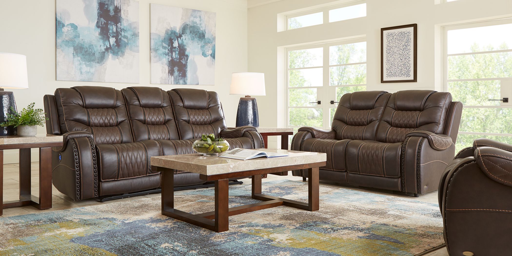 Eric Church Highway To Home Headliner Brown Leather 2 Pc Living Room ...