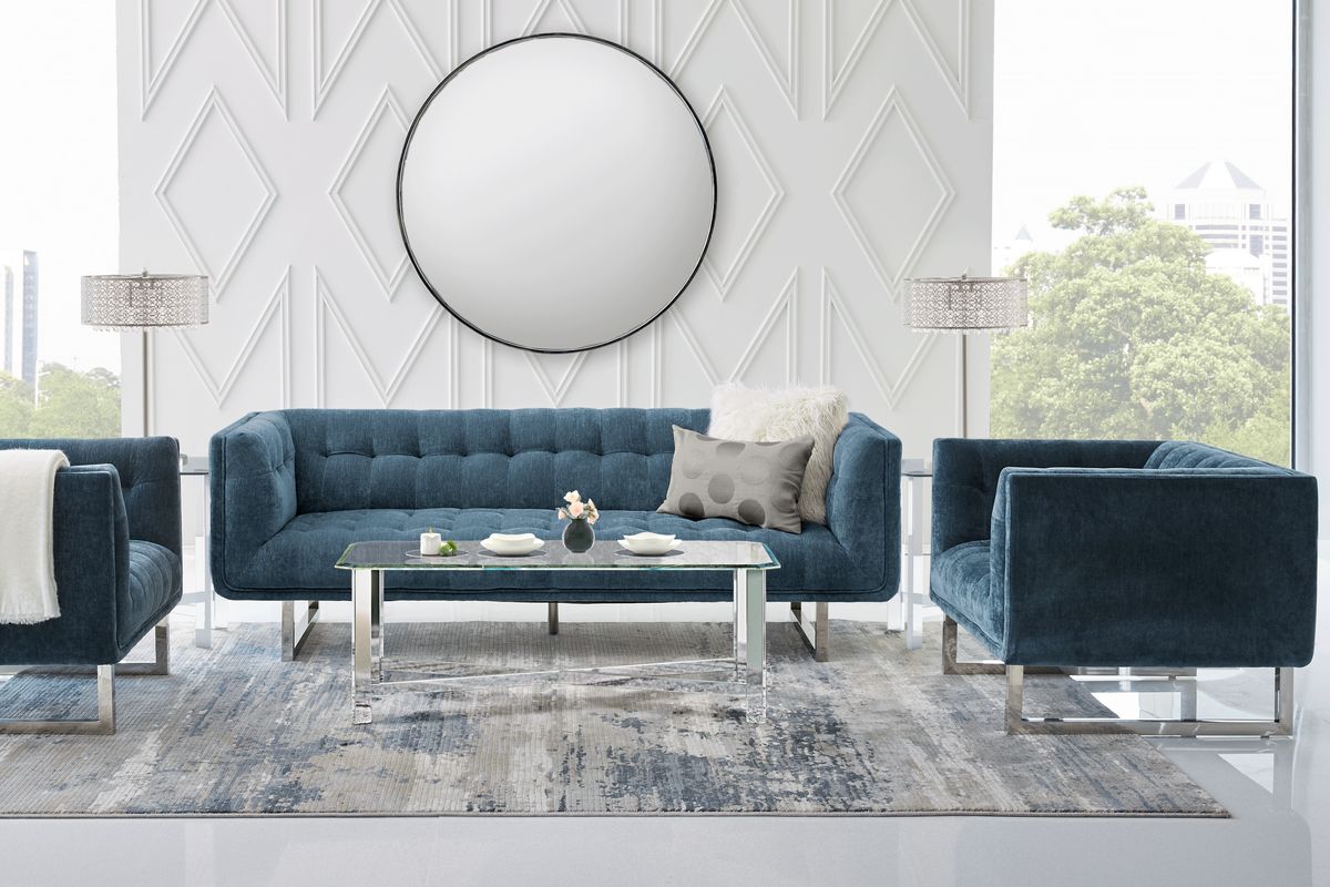 High Rise Blue Microfiber Sofa - Rooms To Go