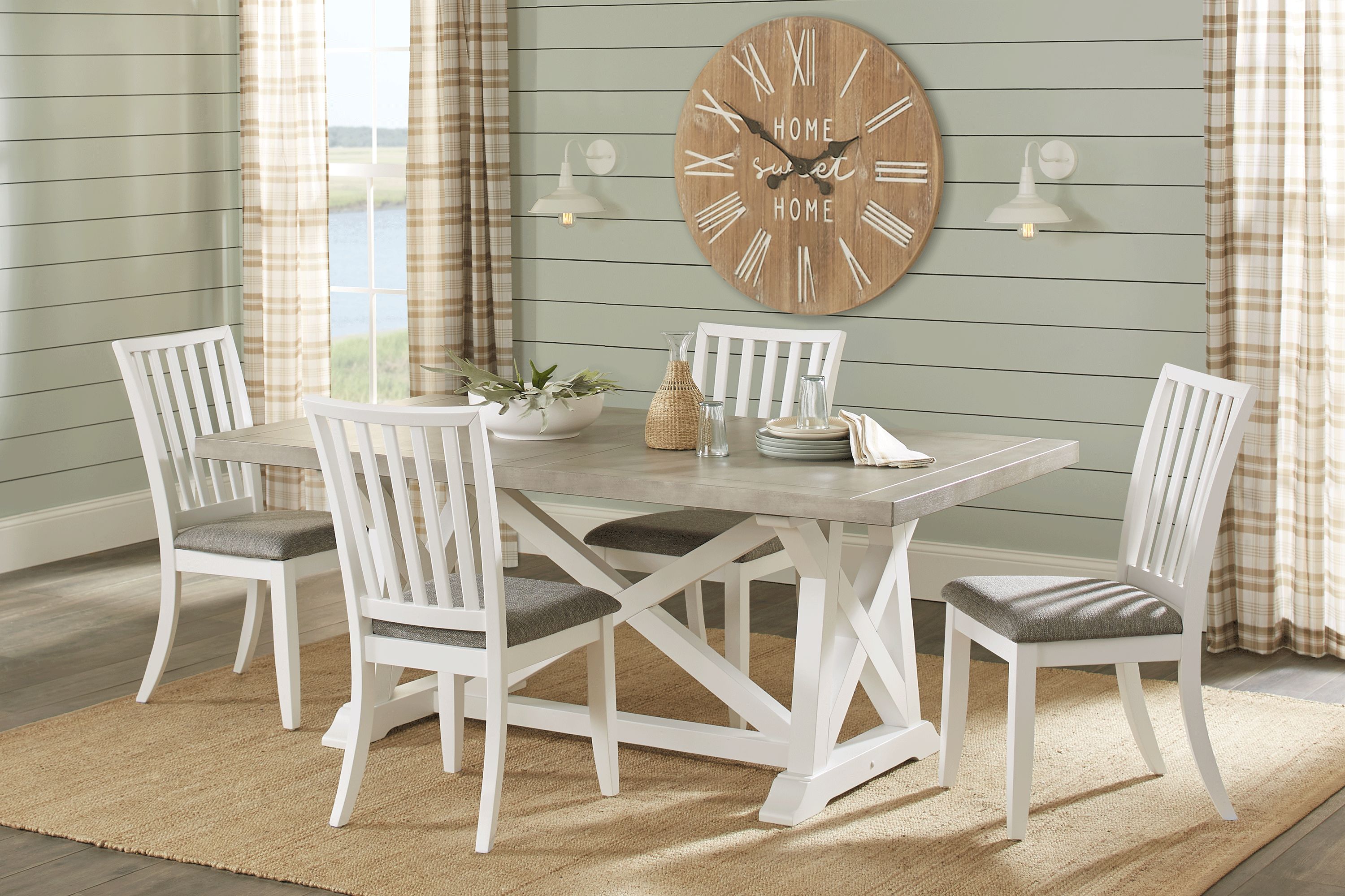 Hilton Head 5 Pc White Colors,White Mint Green Dining Room Set With ...