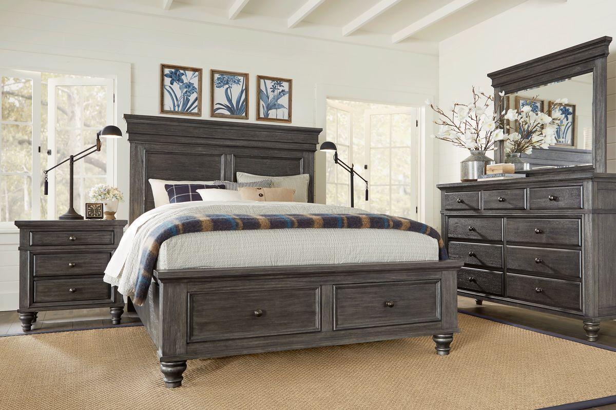Lake Town Gray 3 Pc King Storage Bed - Rooms To Go
