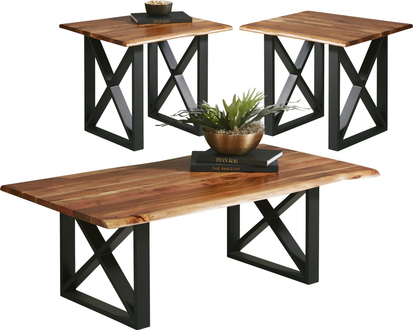Lark Brown 3 Pc Table Set - Rooms To Go