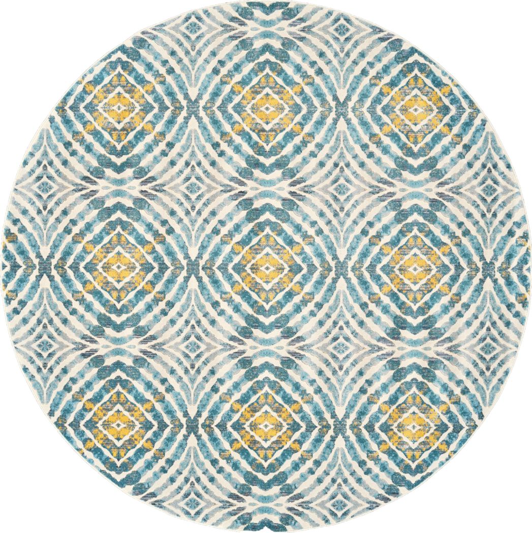 Neave Teal 8'9 Round Rug - Rooms To Go