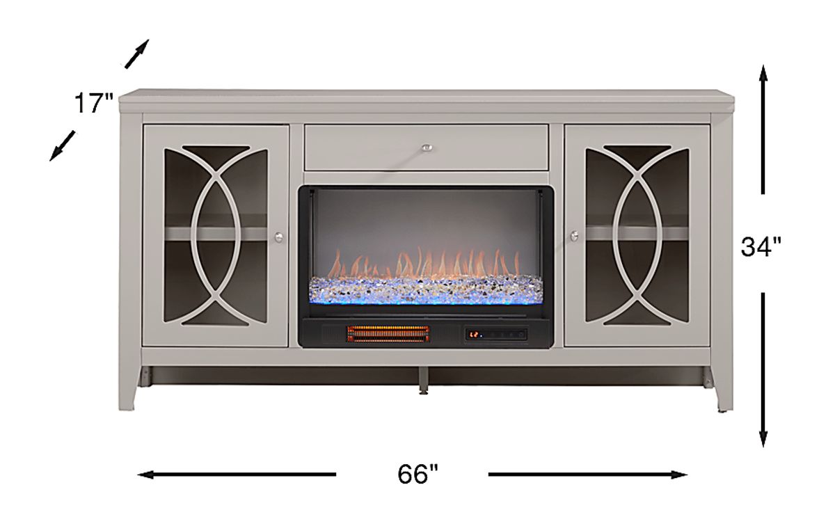 Abbie II Gray 66 In Crystal Fireplace Console | Rooms to Go