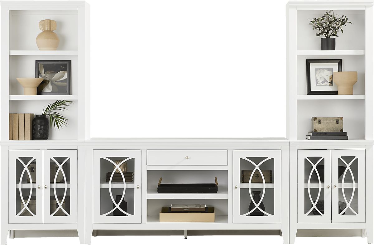 Abbie II White Colors,White 3 Pc Wall Unit With 66 In Console | Rooms to Go