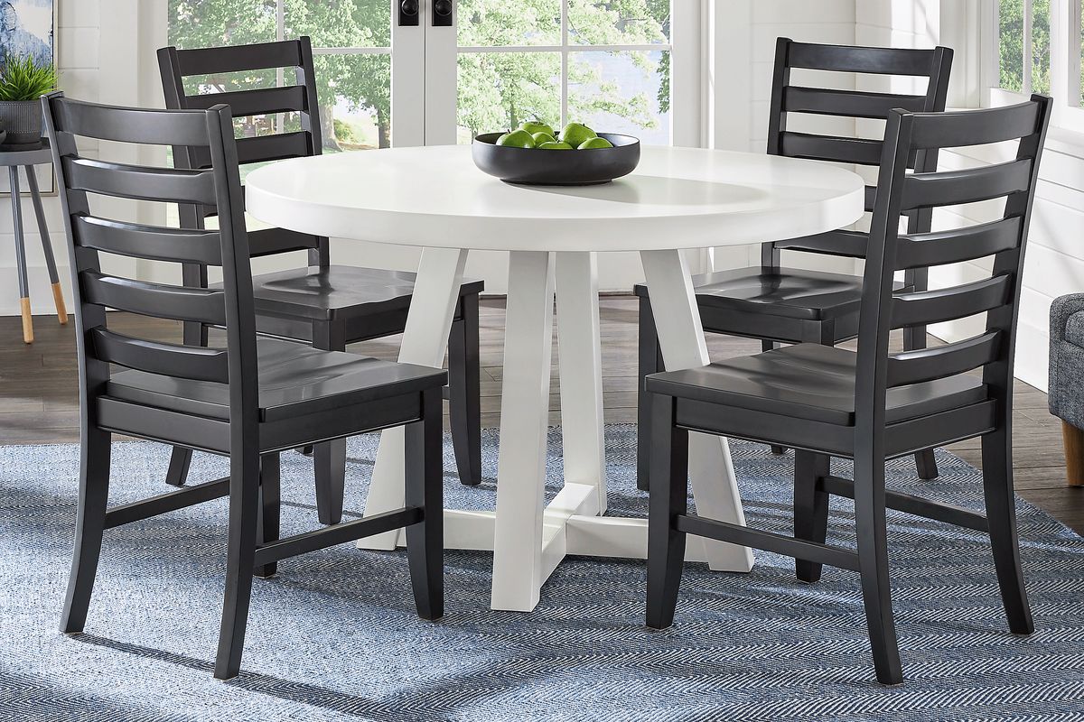 Acadia Hills 5 Pc White Colors,White Black Dining Room Set With Dining ...