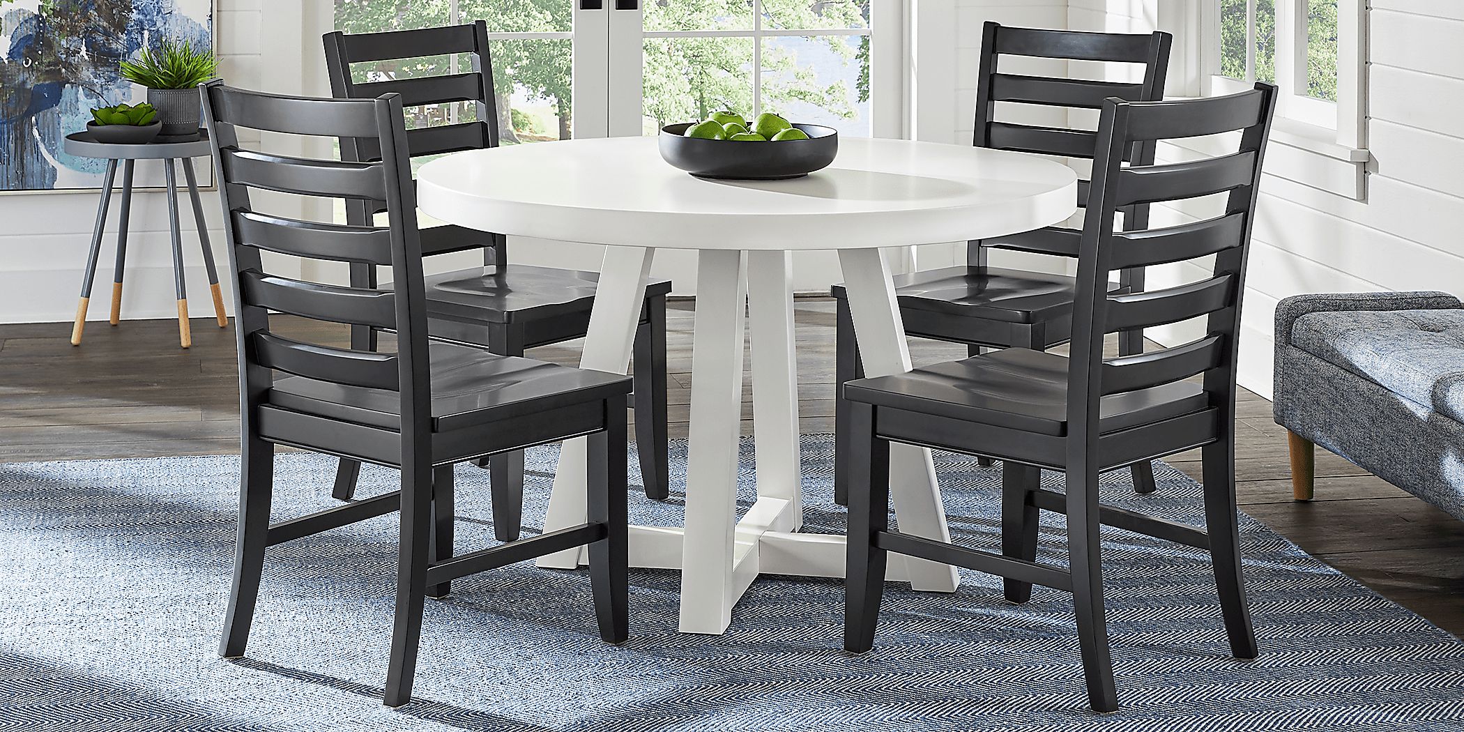 Acadia Hills 5 Pc White Colors,White Black Dining Room Set With Dining ...