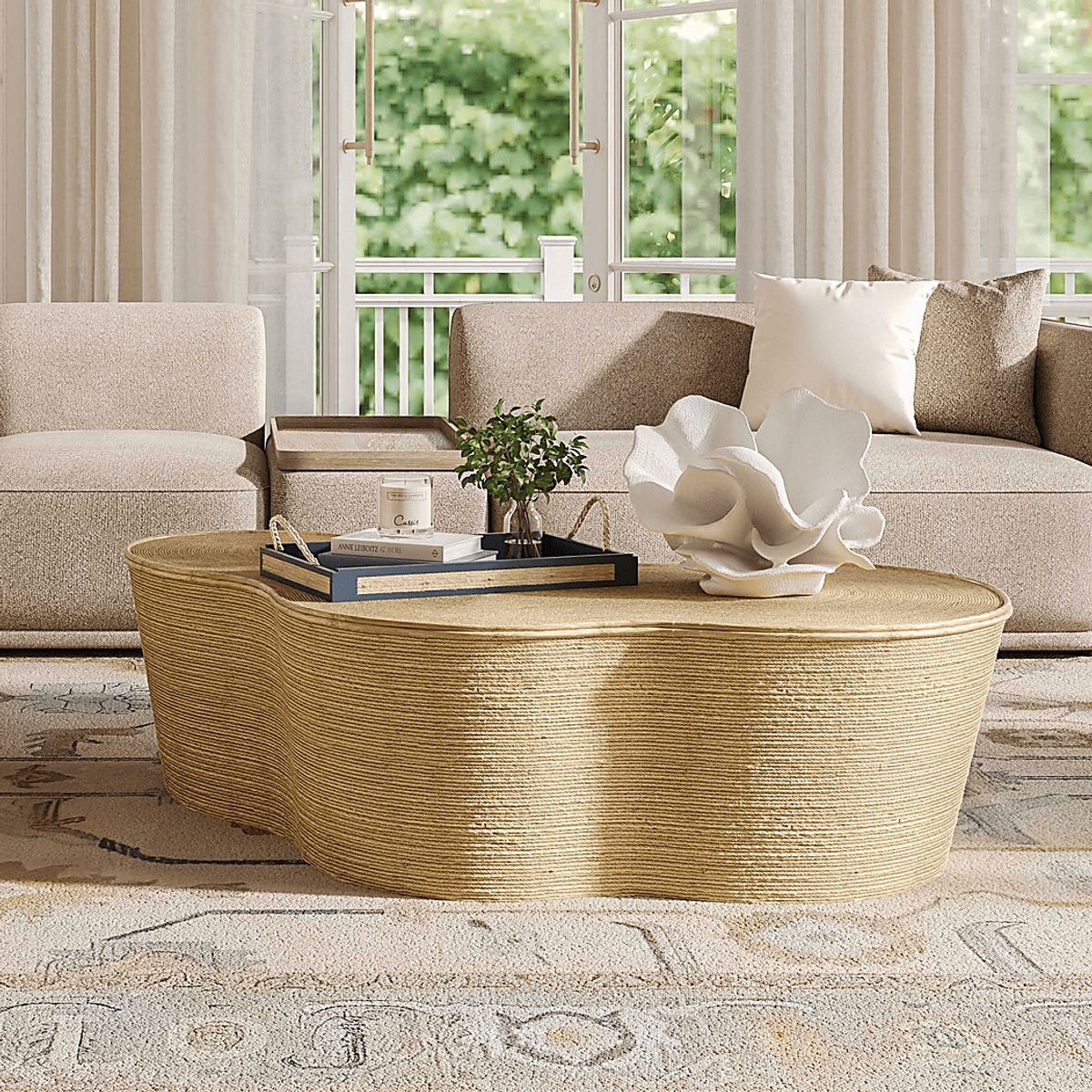 Accencoa Natural Light Wood Beige,White Cocktail Table | Rooms to Go