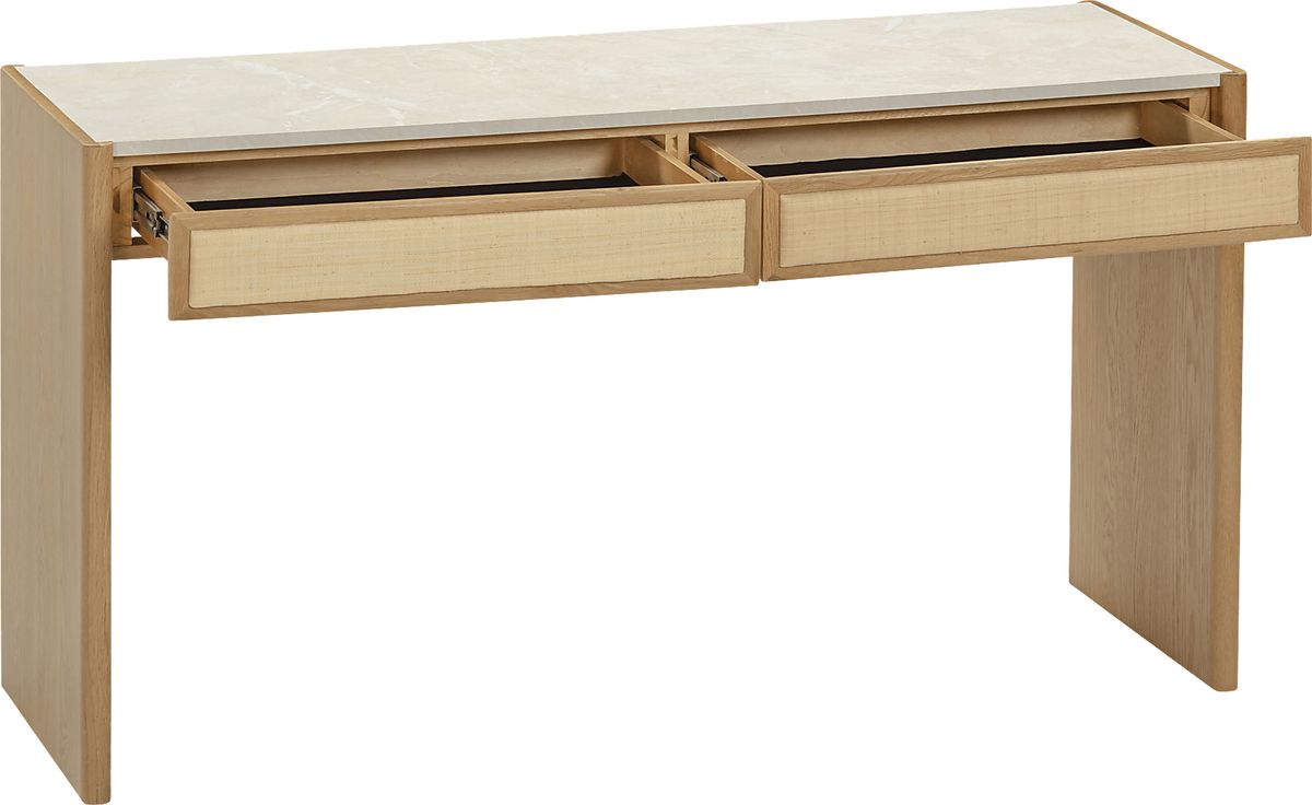 Acecloud Natural Light Wood Beige,White Desk | Rooms to Go