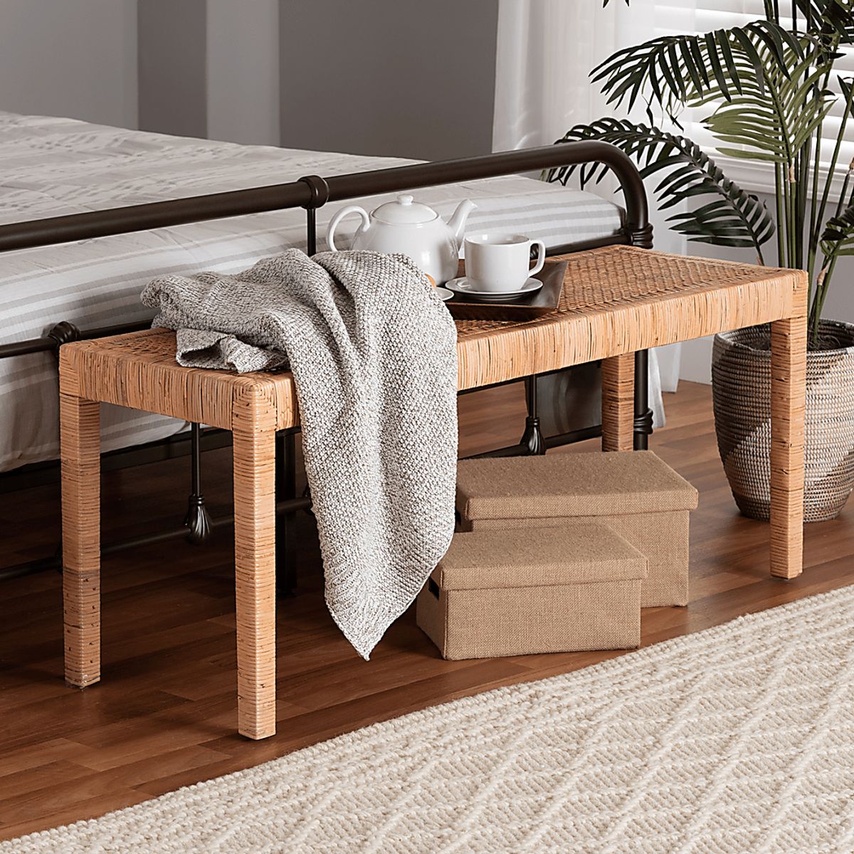 Ackerly Brown Long Bench | Rooms to Go
