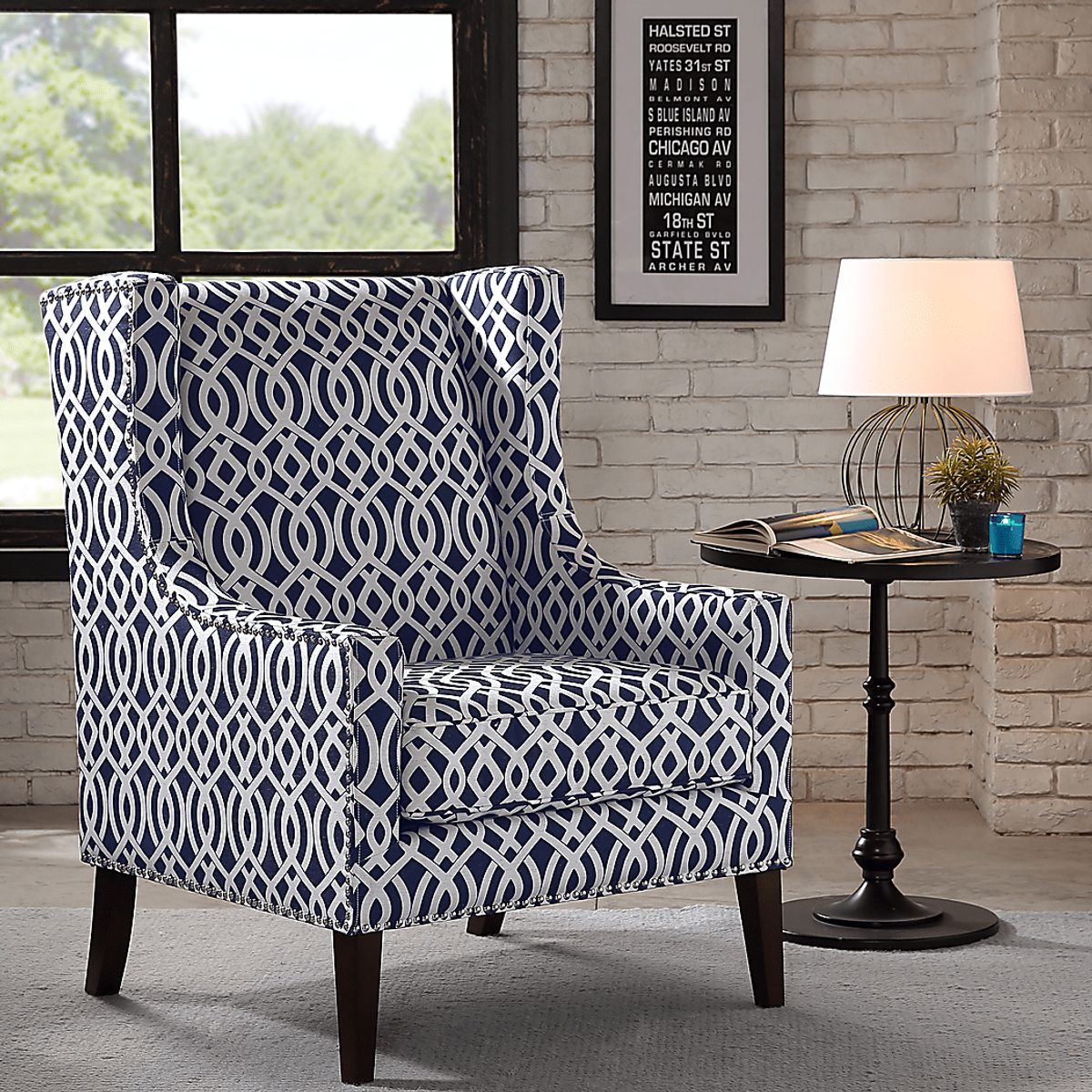 Addington Blue Polyester Fabric Accent Chair | Rooms to Go