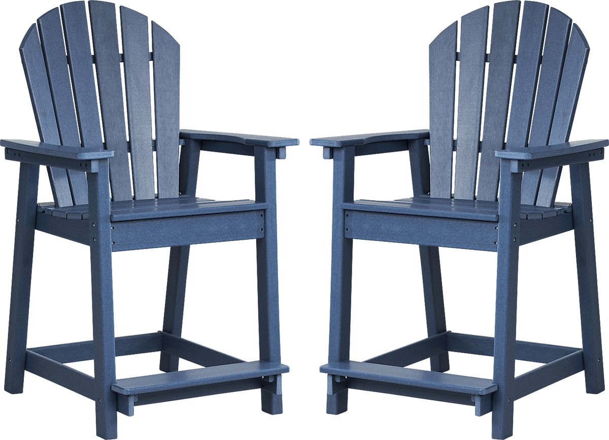 Addy 2 Pc Navy Colors Synthetic Fabric Outdoor Set Of Barstools | Rooms ...