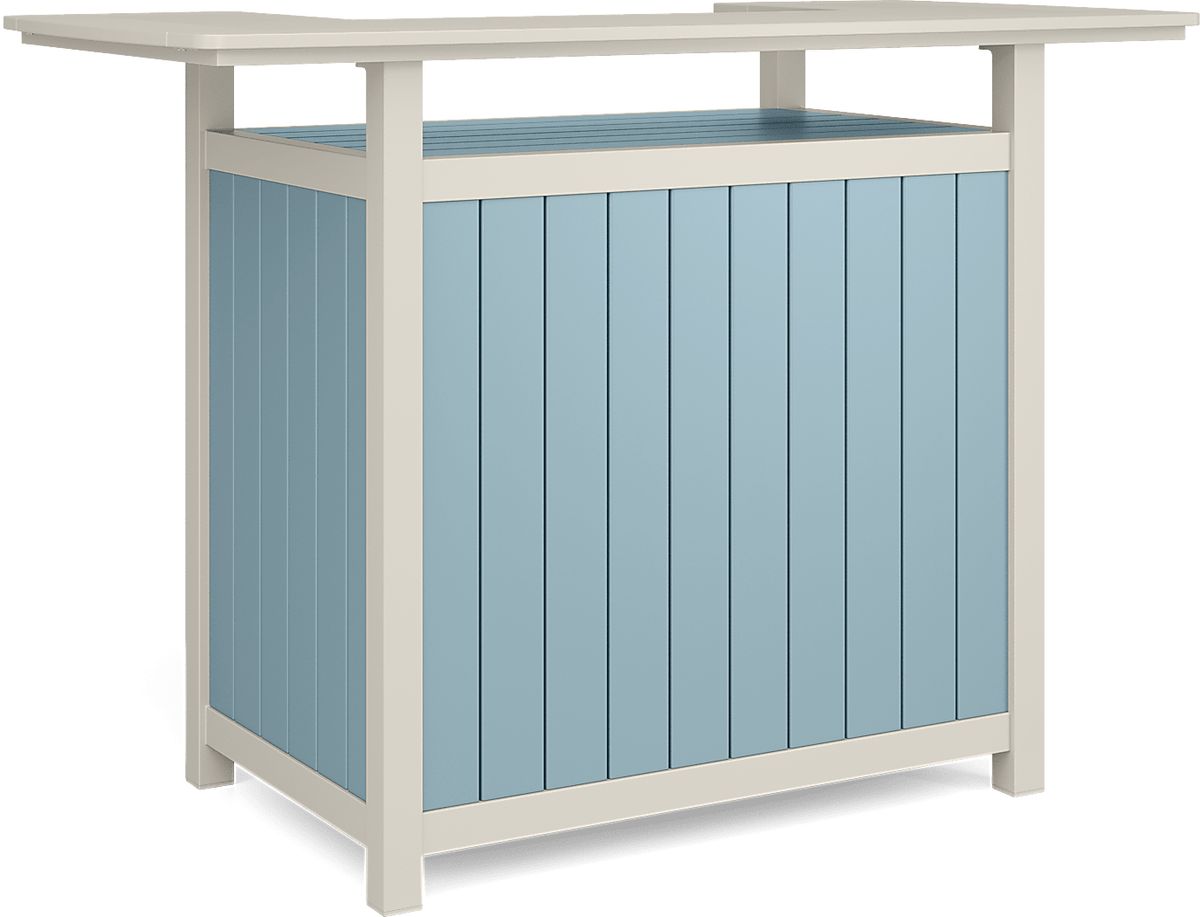 Addy Sky Colors White Synthetic Fabric Outdoor Bar Table | Rooms to Go