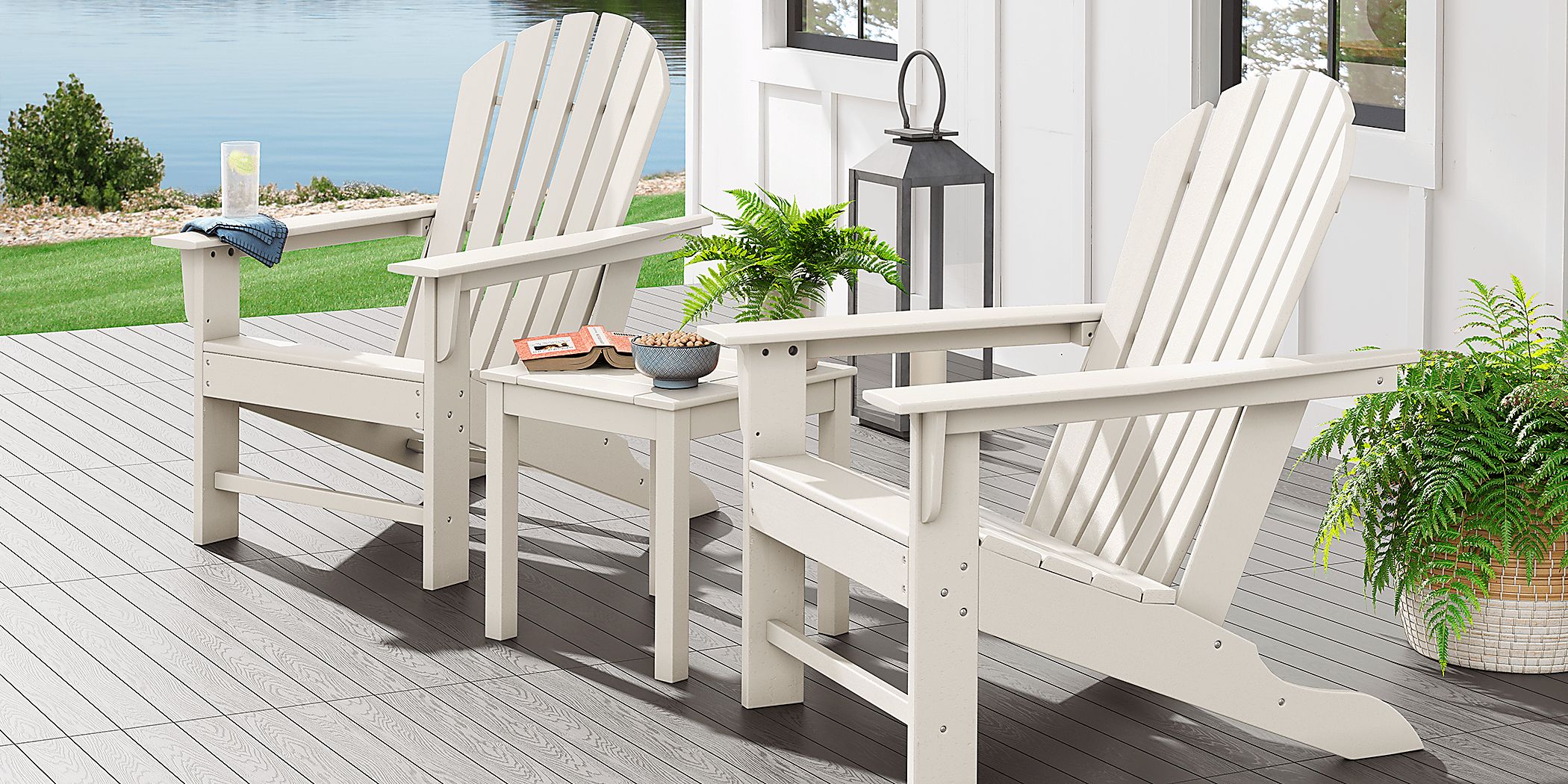 Addy 3 Pc White Colors,White Synthetic Fabric Outdoor Seating Set With ...
