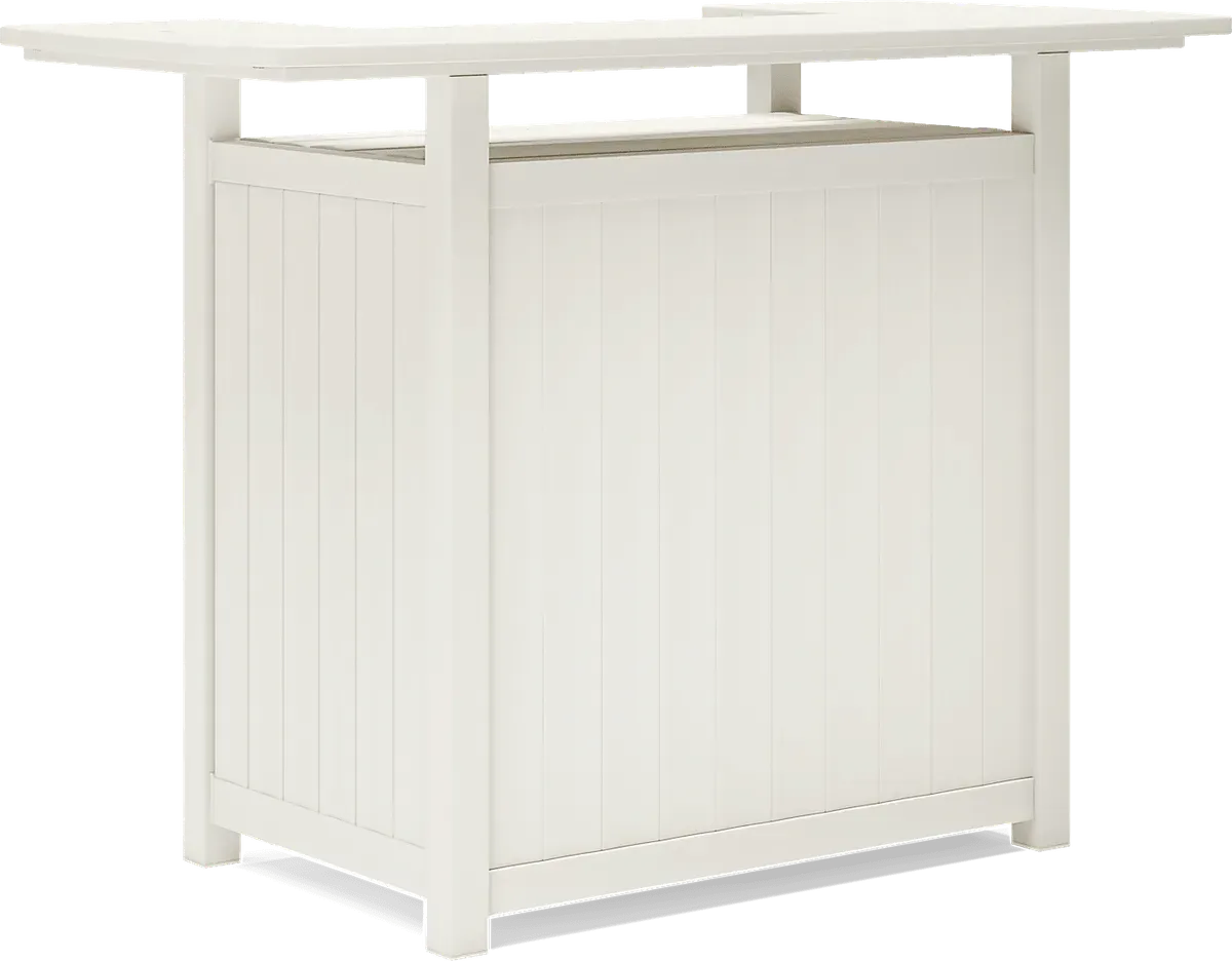 Addy White Colors,White Synthetic Fabric Outdoor Bar Table | Rooms to Go