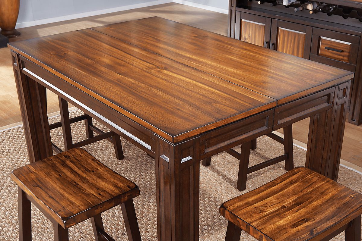 Adelson Chocolate Dark Wood Brown Counter Height Dining Table | Rooms to Go