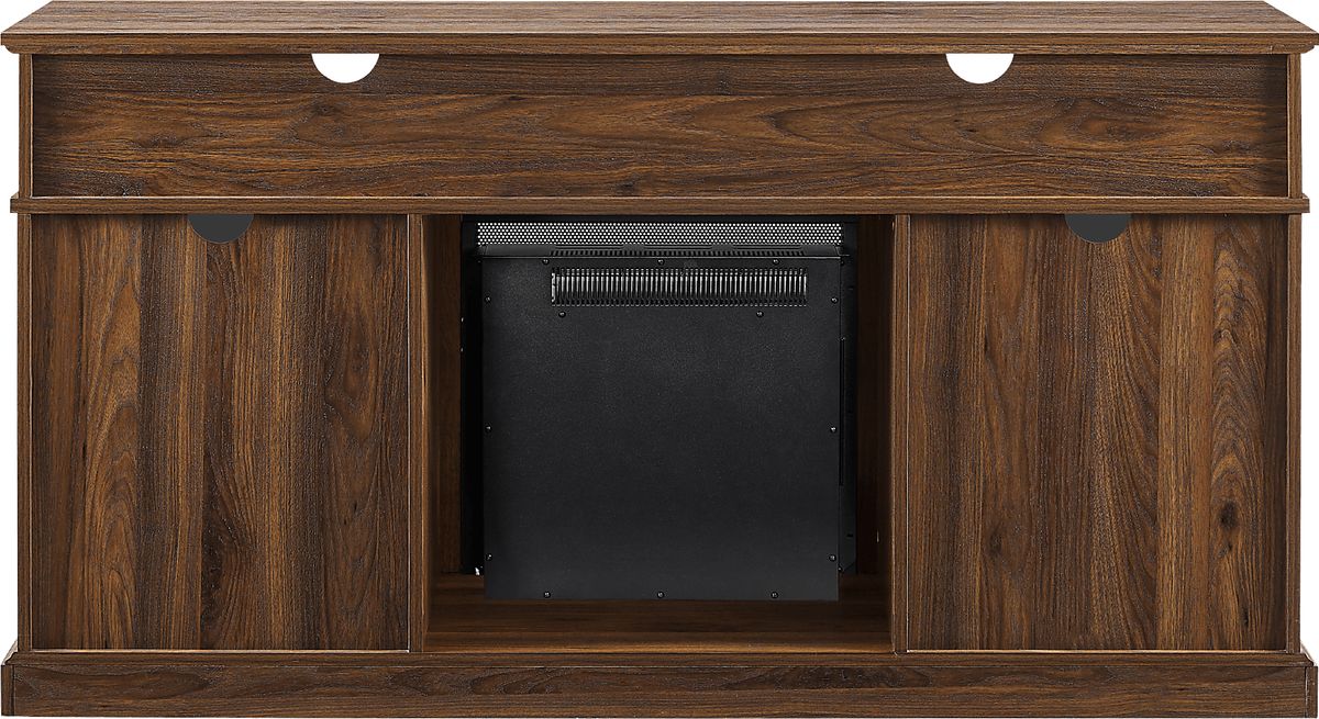 Adleigh Walnut Dark Wood 60" Console, With Electrc Fireplace | Rooms to Go