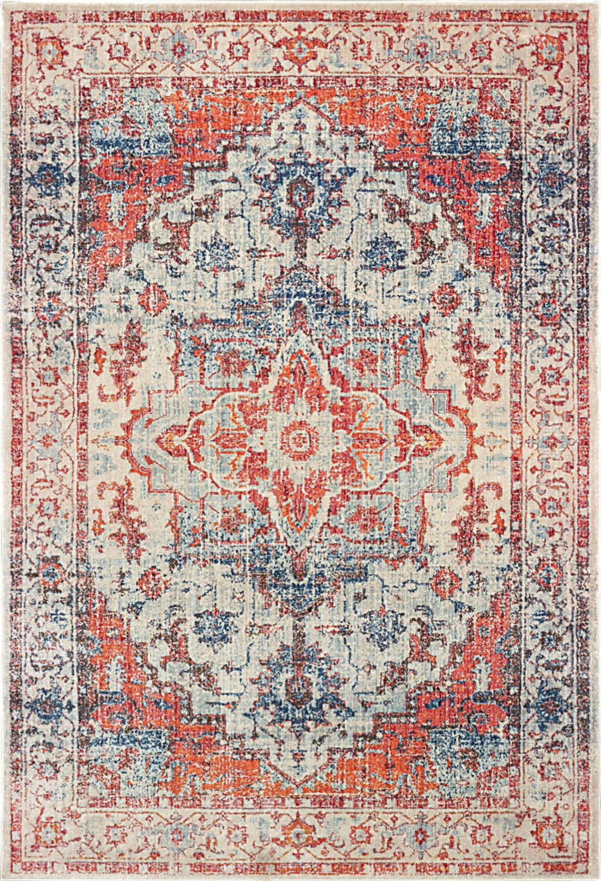 Aellin Orange Orange,Red Rug | Rooms to Go