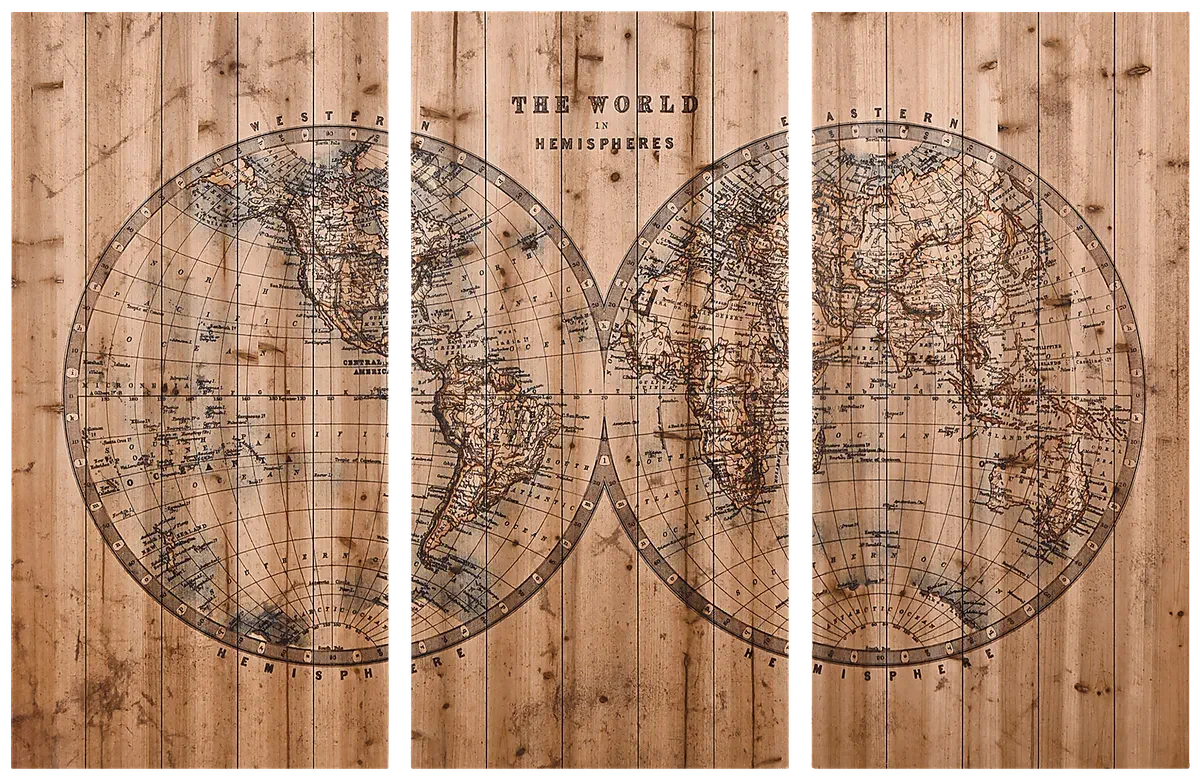 Aged World Map Set Of 3 Artwork | Rooms to Go