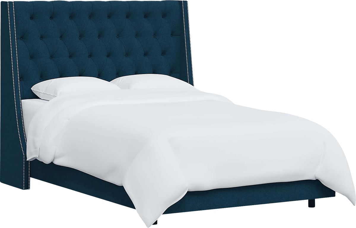 Aidyl Blue Linen,Polyester Fabric Full Bed | Rooms to Go