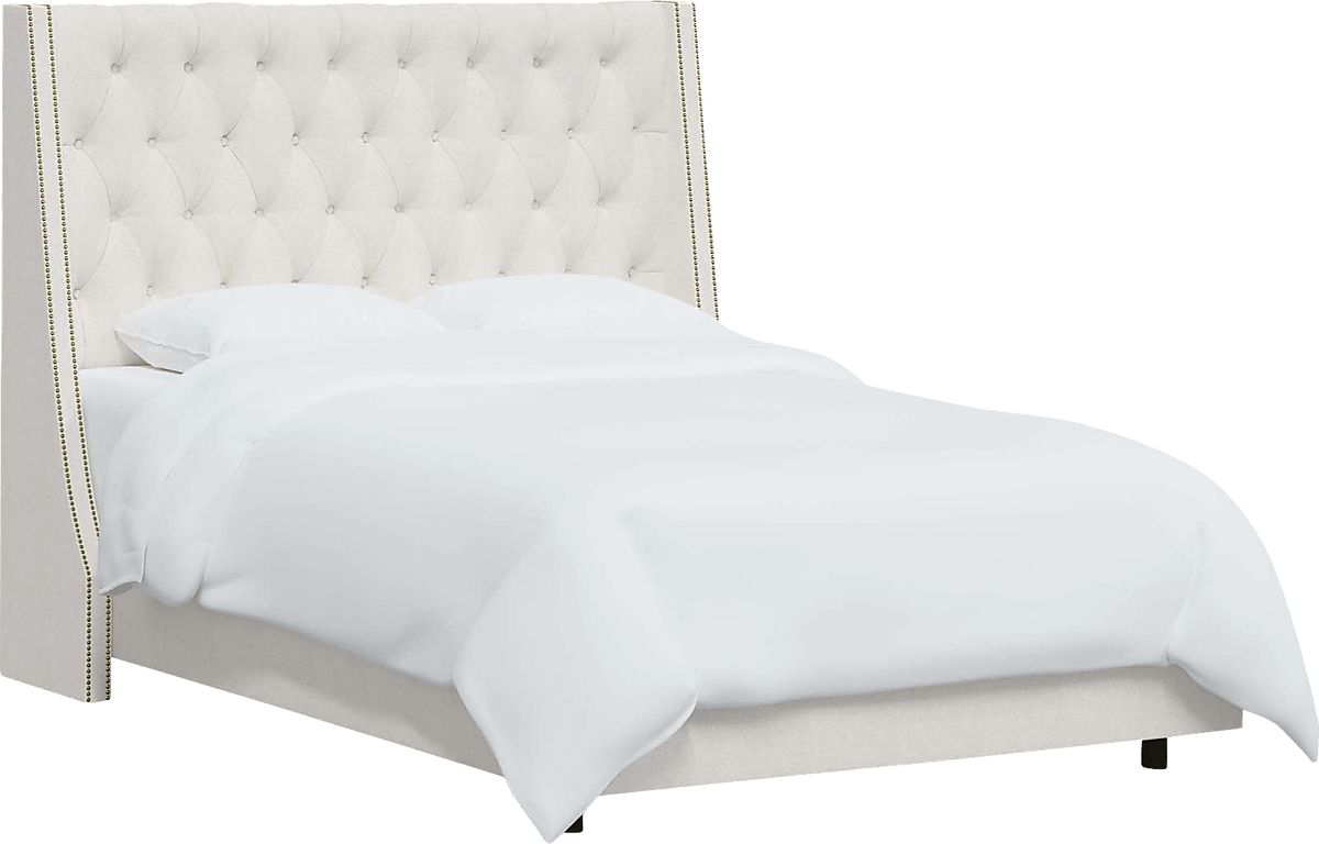 Aidyl White Linen,Polyester Fabric King Bed | Rooms to Go
