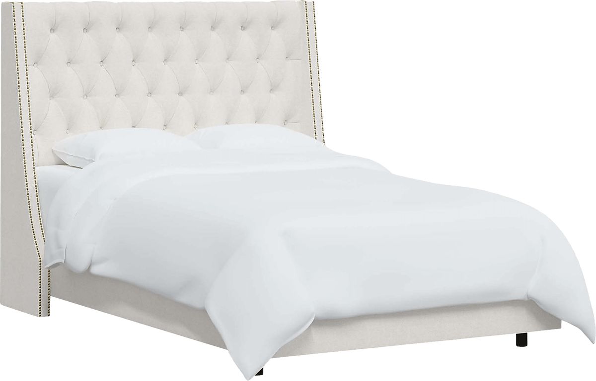 Aidyl White Linen,Polyester Fabric Full Bed | Rooms to Go