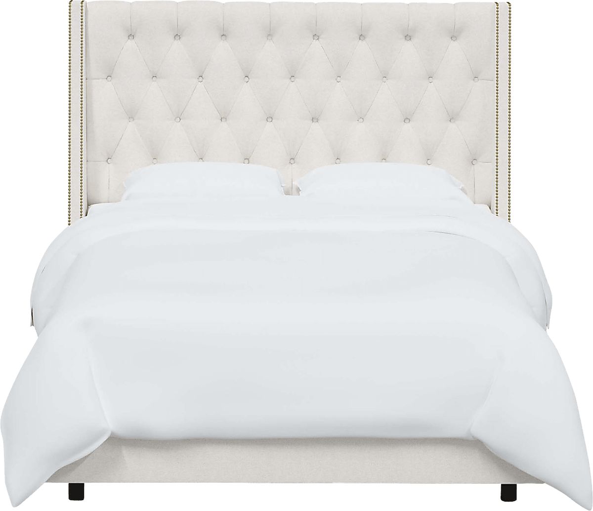 Aidyl White Linen,Polyester Fabric Twin Bed | Rooms to Go