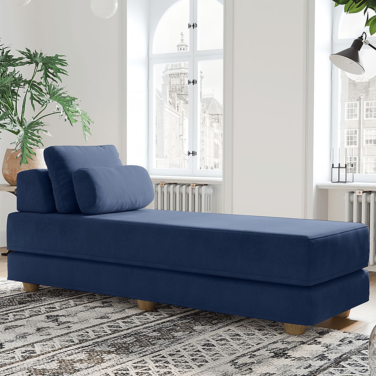 Aignathser Maple Light Wood Blue Polyester Fabric Daybed | Rooms to Go