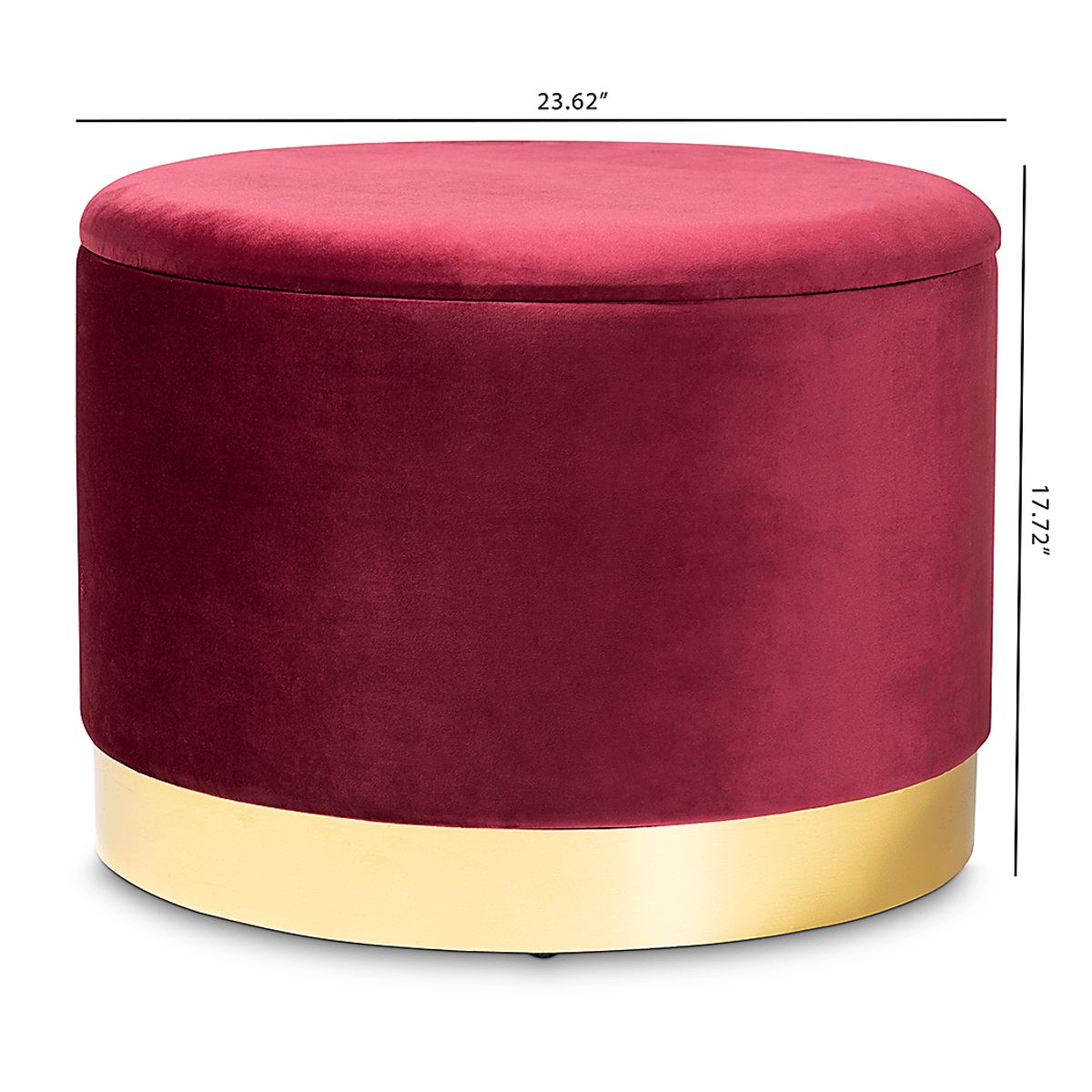 Ailanthus Red Velvet Plush Ottoman | Rooms to Go