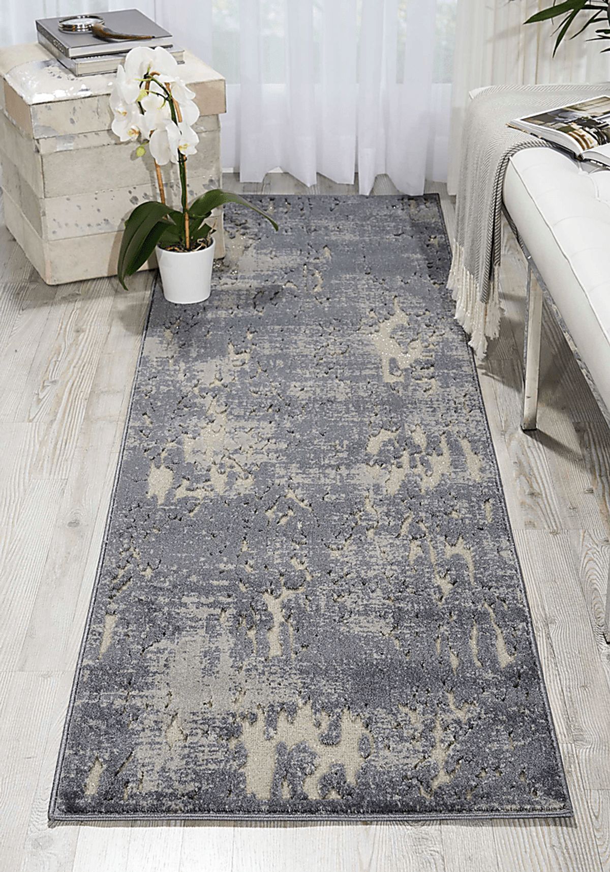 Ailine Gray Polyester Fabric Rug | Rooms to Go