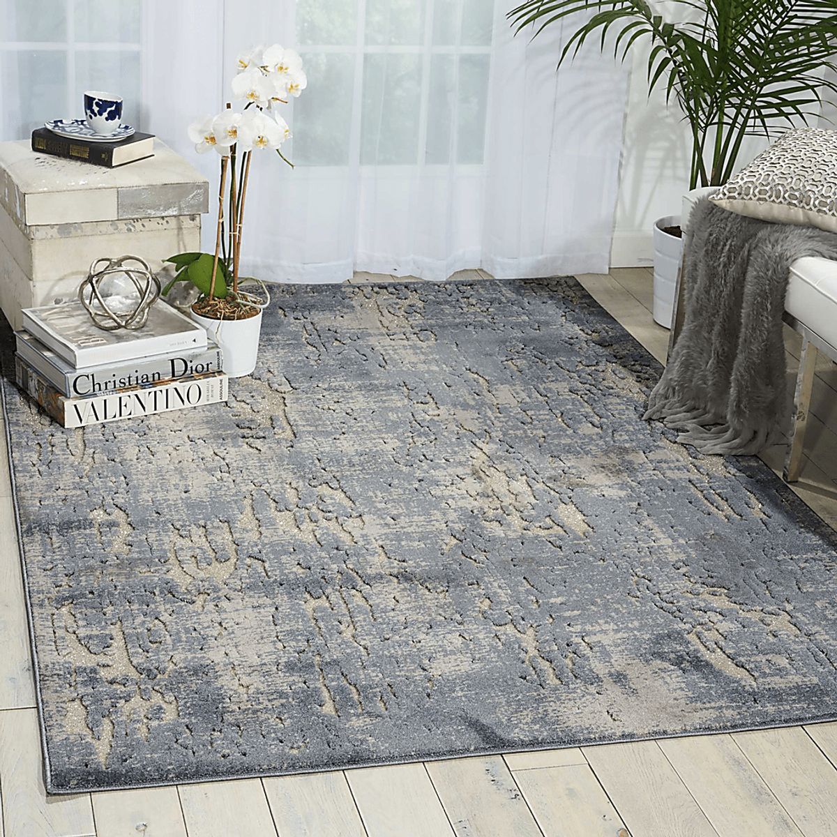 Ailine Gray Polyester Fabric Rug | Rooms to Go