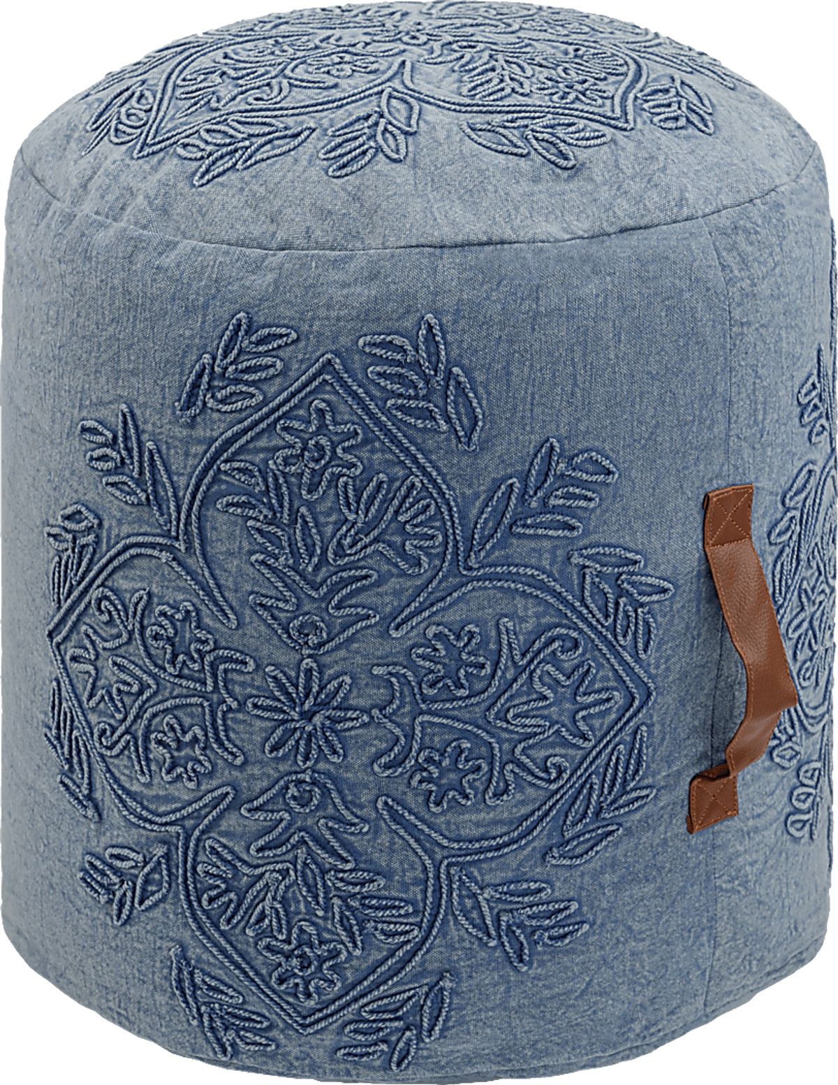 Aintree Denim Blue Cotton Fabric Ottoman | Rooms to Go