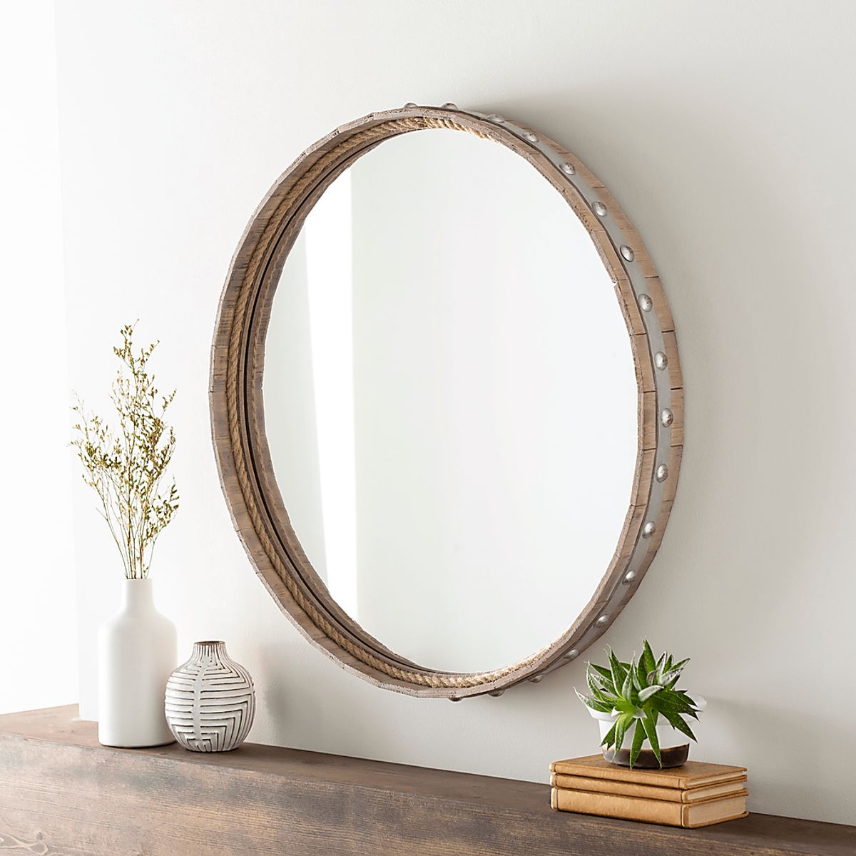 Aiyah Natural Light Wood Mirror | Rooms to Go