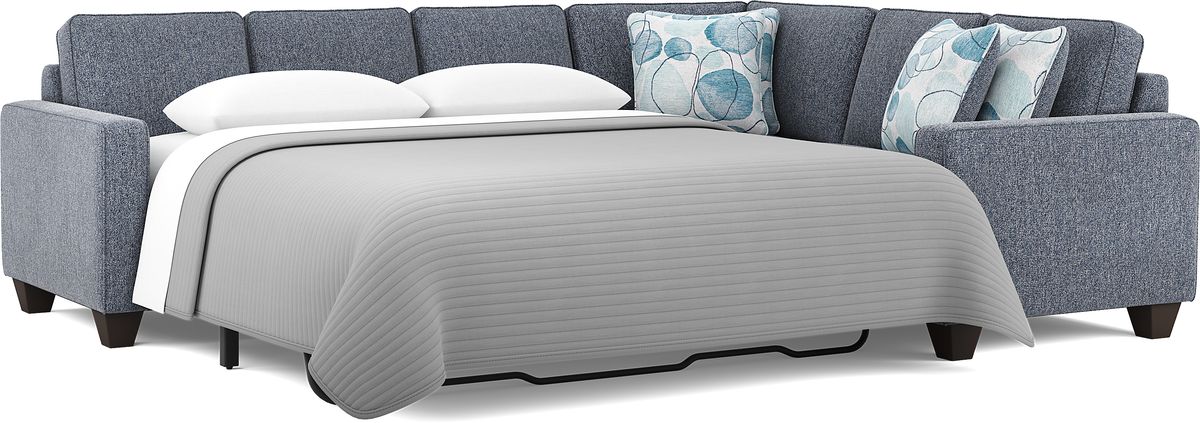 Alanis Bay Blue Woven Premium Sleeper 2 Pc Sectional | Rooms to Go