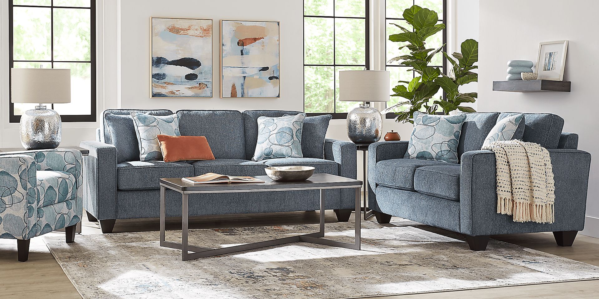 Alanis Bay Blue Woven Sofa | Rooms to Go