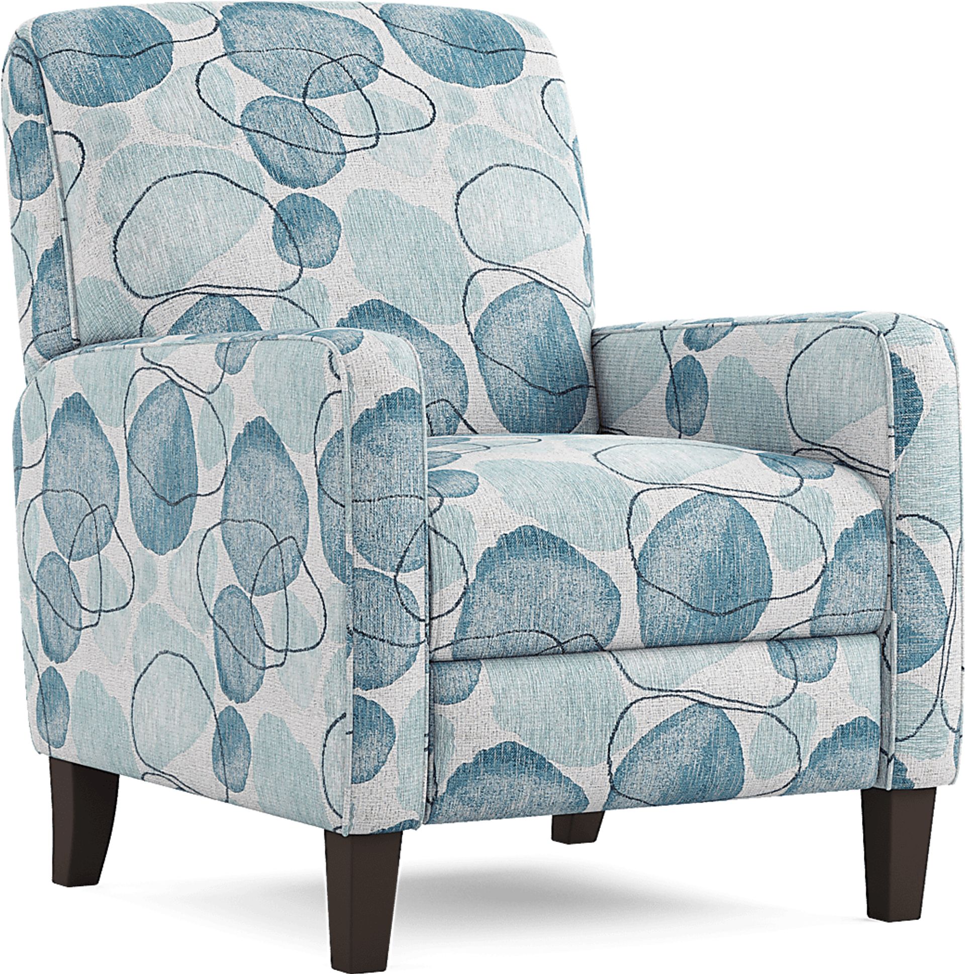 Alanis Bay Blue Woven Push Back Recliner | Rooms to Go