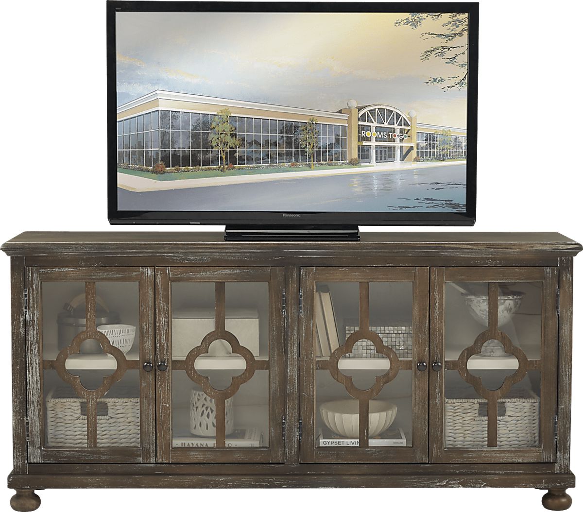 Alanna Golden Beige Colors Four Door Accent Cabinet | Rooms to Go