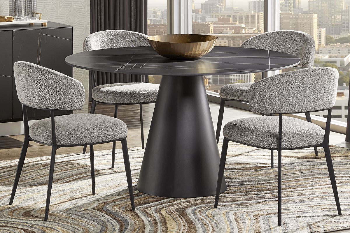 Alba Station 5 Pc Black Black,Colors Gray Dining Room Set With Dining ...