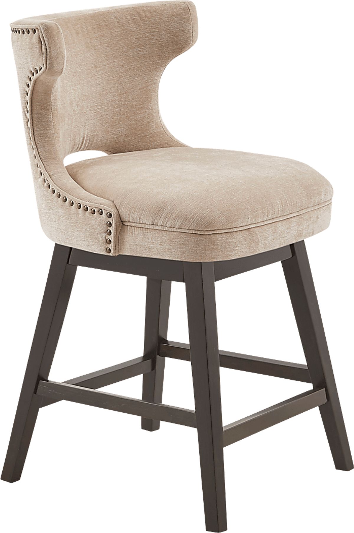 Alberene Espresso Dark Wood Beige Polyester Fabric Counter Stool ...