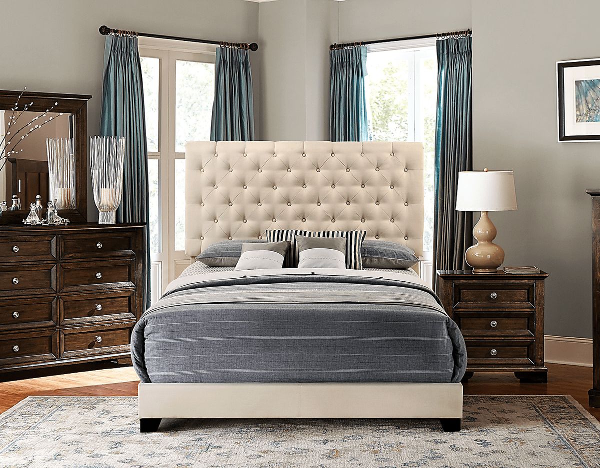 Albritt Beige Colors,Light Wood,White Polyester Fabric Full Bed | Rooms ...