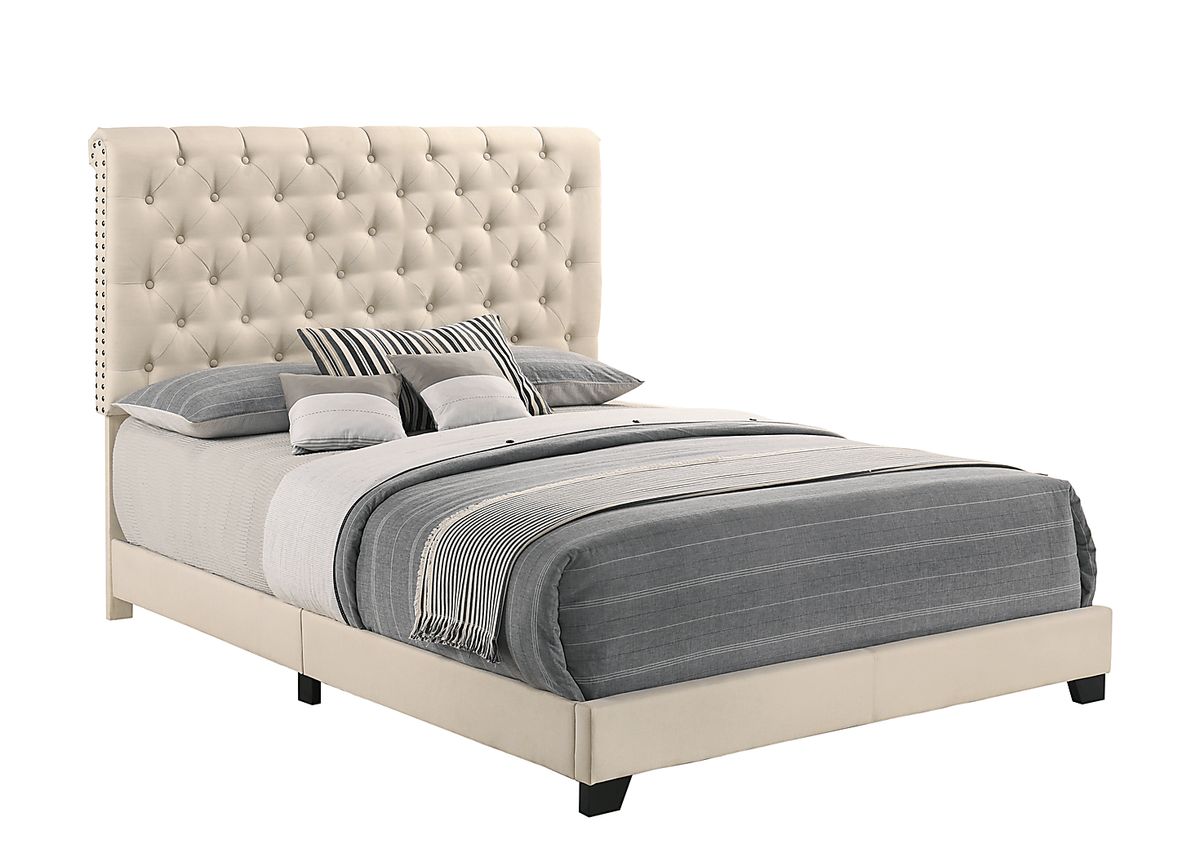 Albritt Beige Colors,Light Wood,White Polyester Fabric Twin Bed | Rooms ...