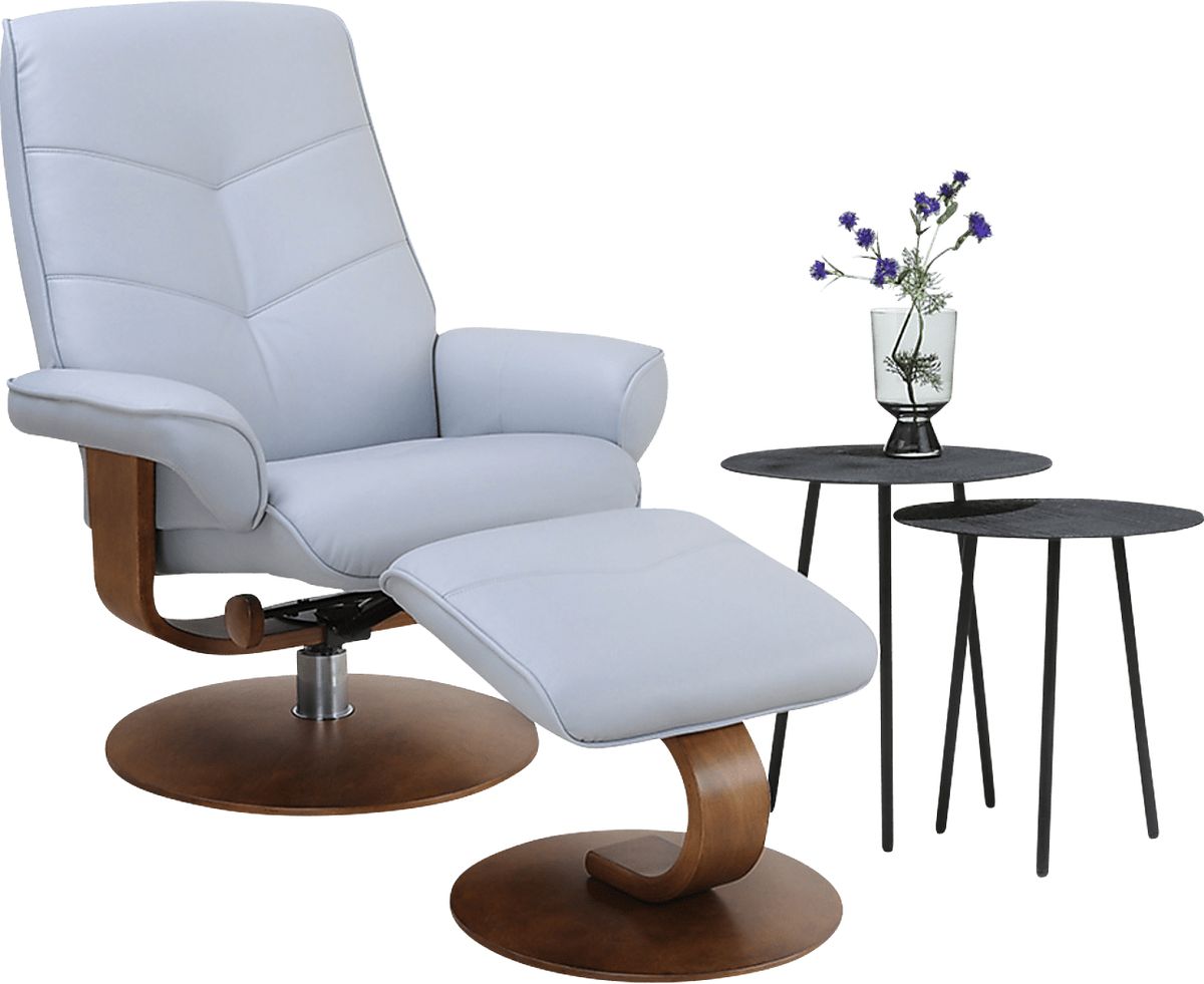 Aldays Light Blue Polyester Fabric Manual Recliner | Rooms to Go