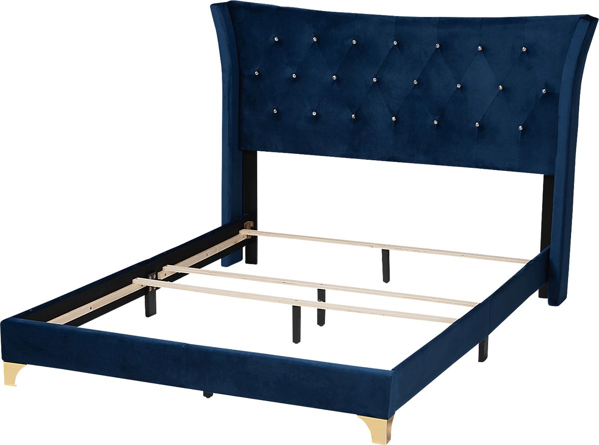Aleida Blue Polyester Fabric Queen Bed | Rooms to Go